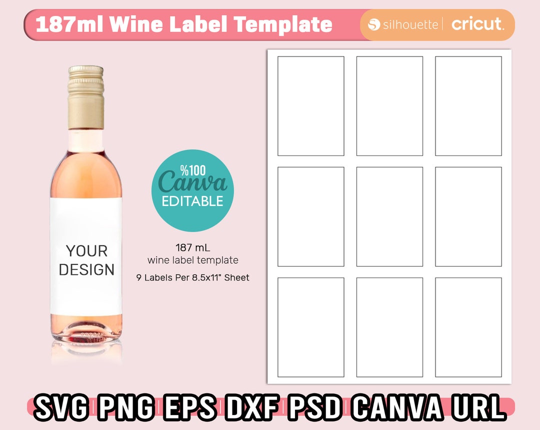 Mini Wine Bottle Labels, Editable 187ml Wine Label Template, Wine Labels Wedding, Custom Wedding ...