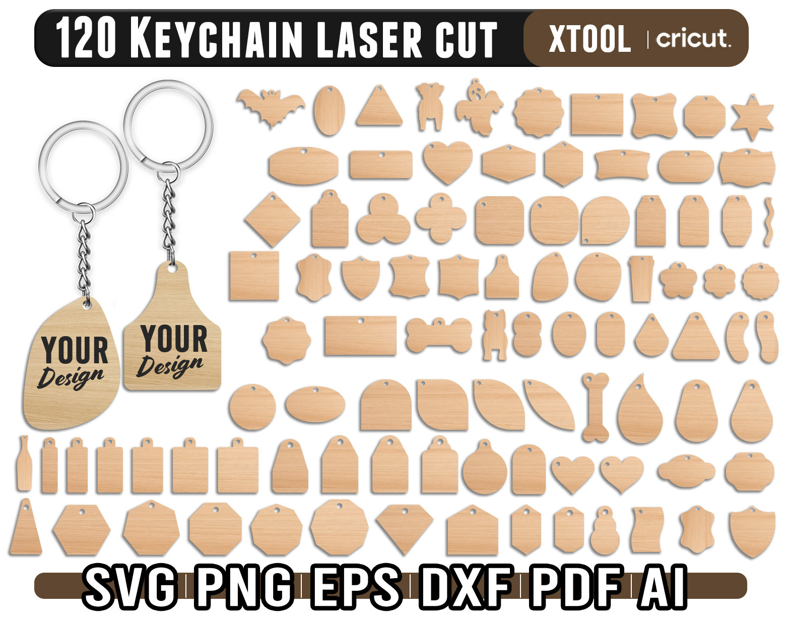 Keychain Laser Cut Files, Keyring Design Files for Laser Cutting ...