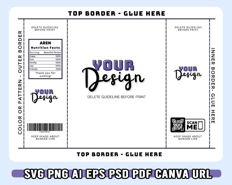 Easy Chip Bag Template Canva Editable Blank Chip Bag Party - Etsy