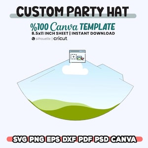 Custom Party Hat Template Svg, Birthday Party Hat Template, Cut Files ...