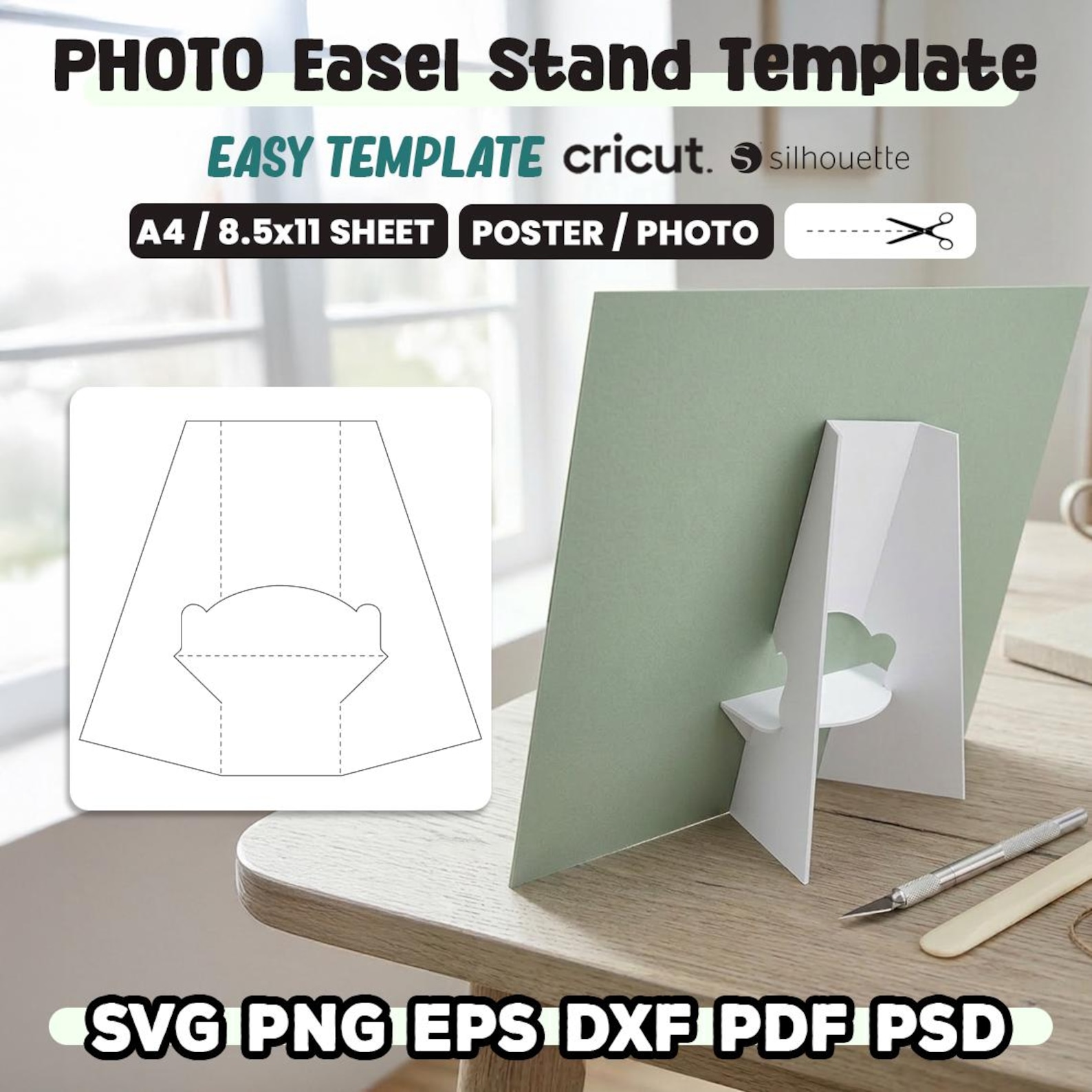 Photo Easel Template, Photo / Postar Stand Template, Easel Display ...