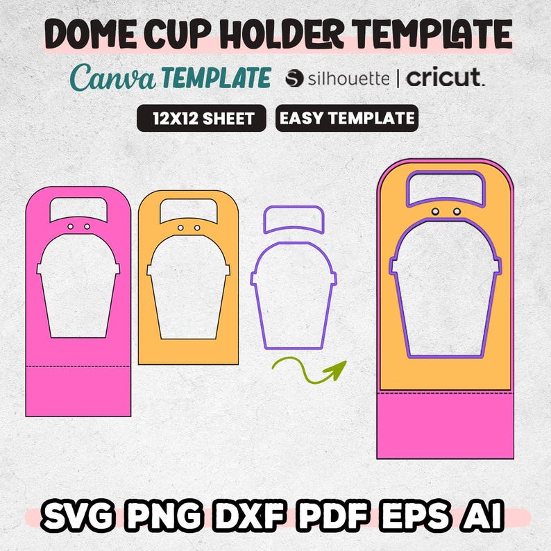 12 - 16 Dome Cup Holder Template, 16 Oz Holder Template, 12 Oz Dome Cup ...