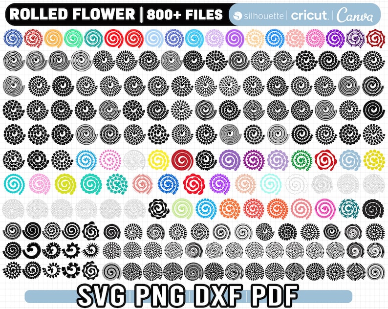 Flor enrollada SVG, flor 3D svg, flor de papel svg, rollo de flores svg ...