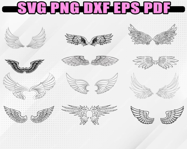 Angel Wings Svg Bundle, High Quality Wings Png, Wings Cut File for ...