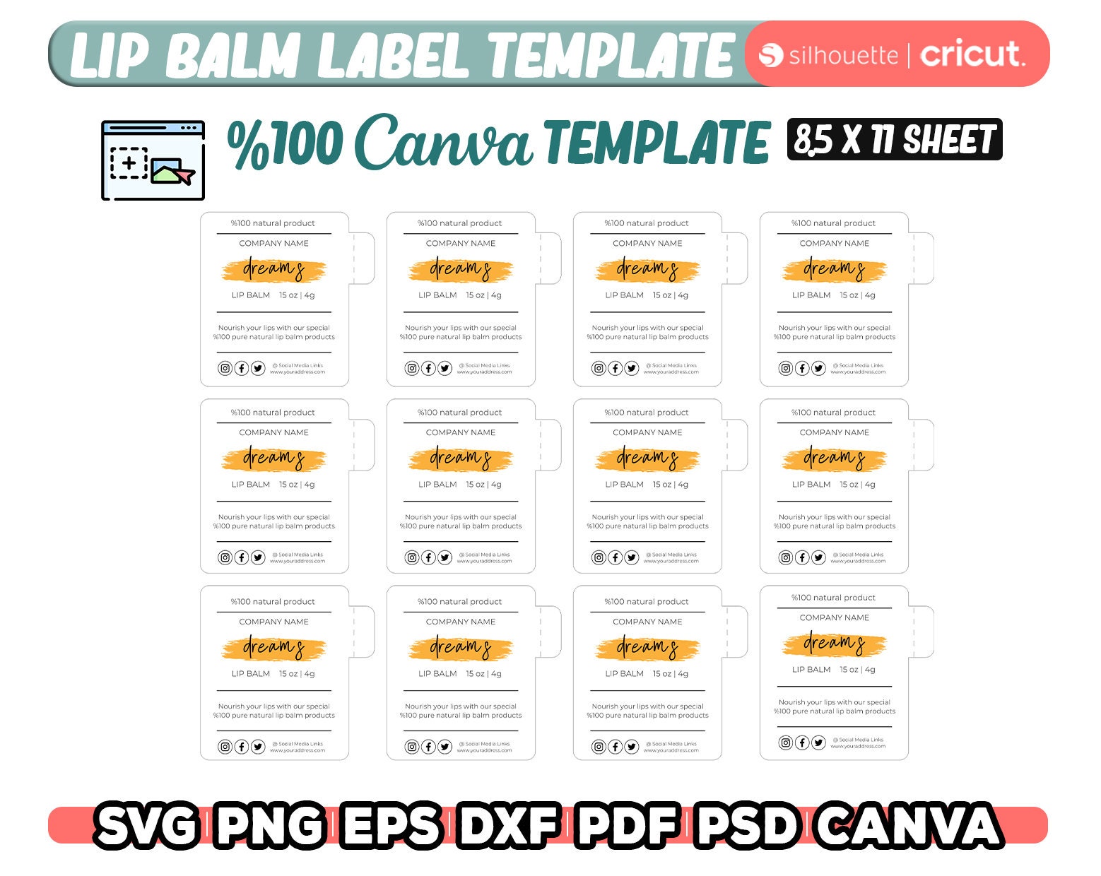 Lip Balm Labels Template, Chapstick Labels, Lip Balm Label Template ...