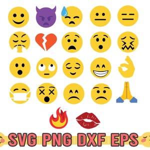Emoji Svg Packet, Emoji Png Files, Emoji Clipart, Emojis Svg Bundle ...