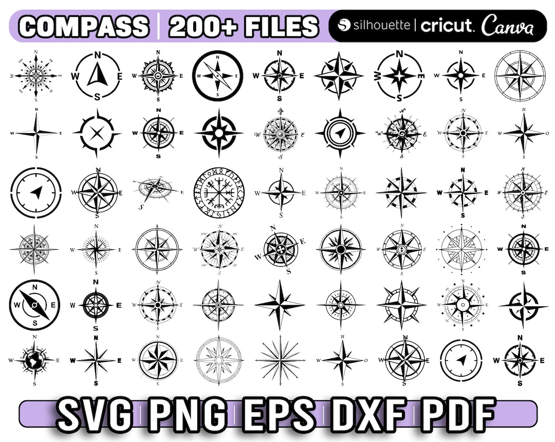 Compass Svg, Compass Rose Svg Bundle, Compass Dxf, Kompass Svg ...