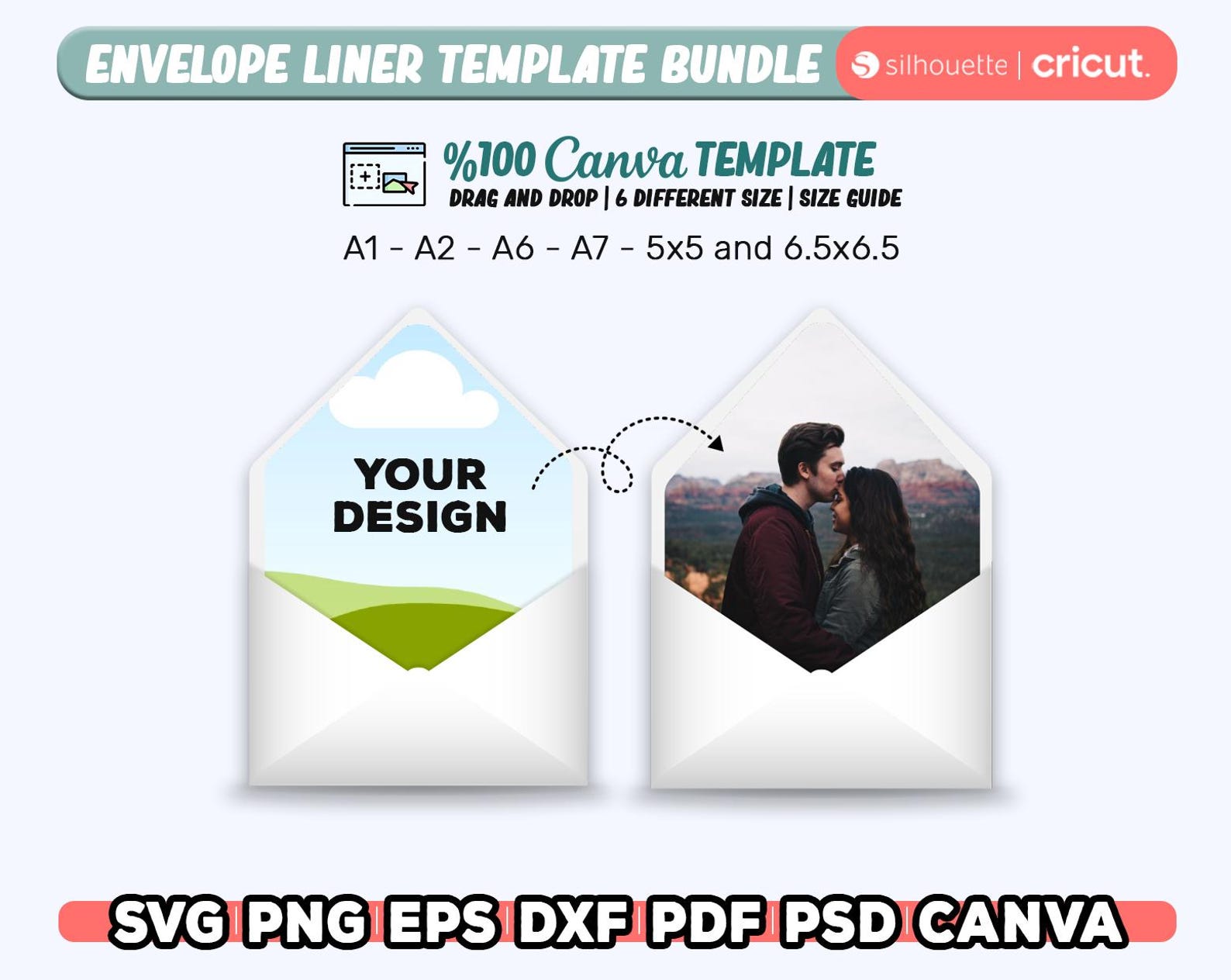 Envelope Liner Template Bundle, Drag and Drop Envelope Liner Canva ...