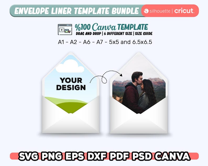 Envelope Liner Template Bundle, Drag and Drop Envelope Liner Canva ...