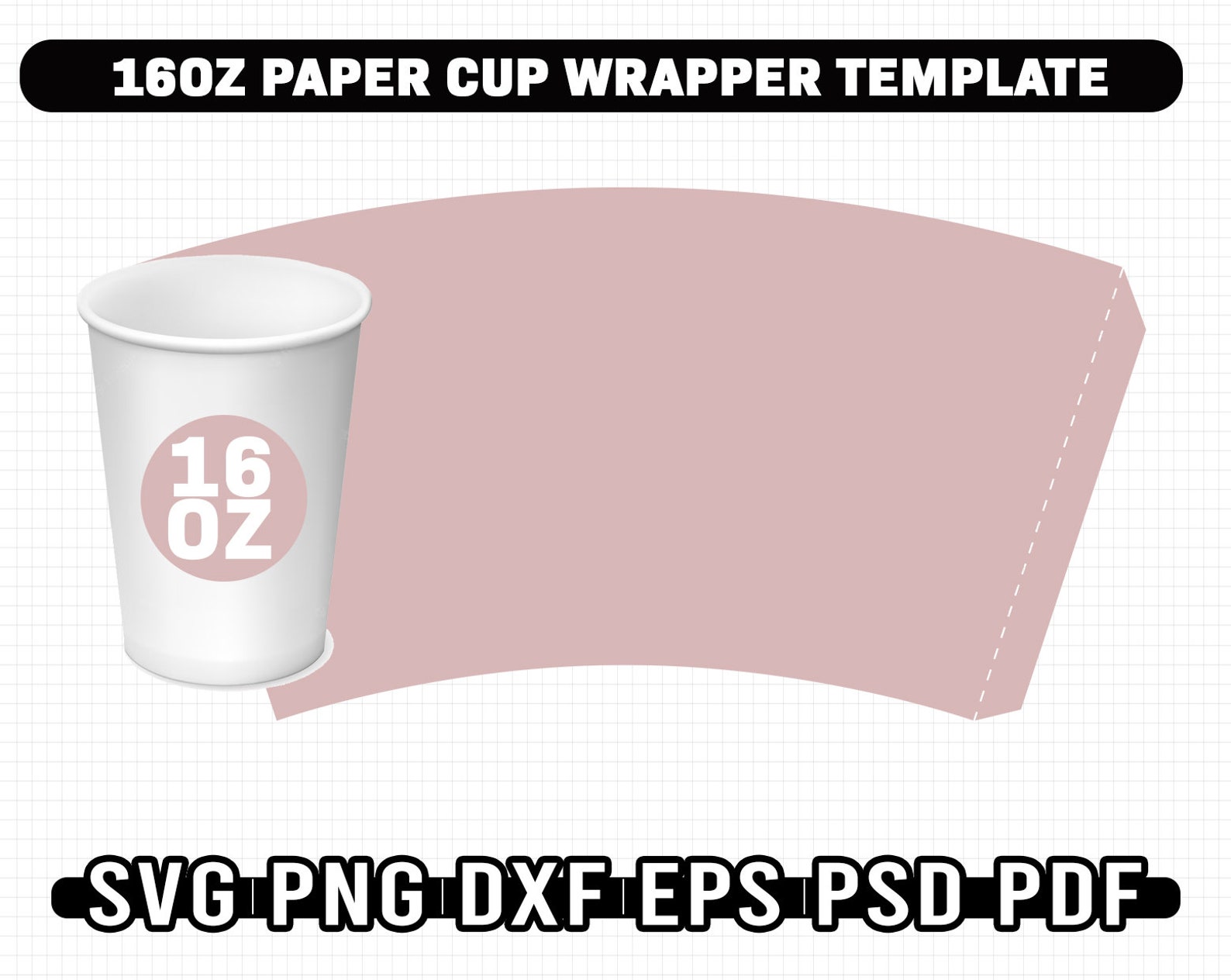 6 Sizes Paper Cup Wrapper Template, Bundle Cup Wrapper Template, Paper ...