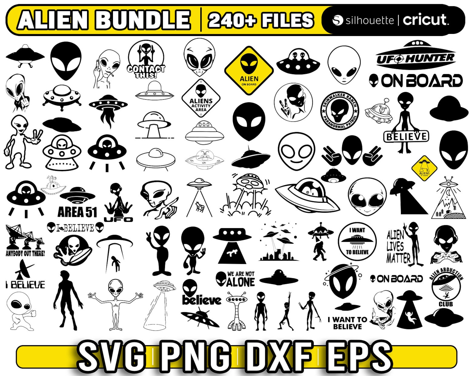 Alien Svg Bundle Ufo Svg for Cricut Alien Vector Alien Head - Etsy