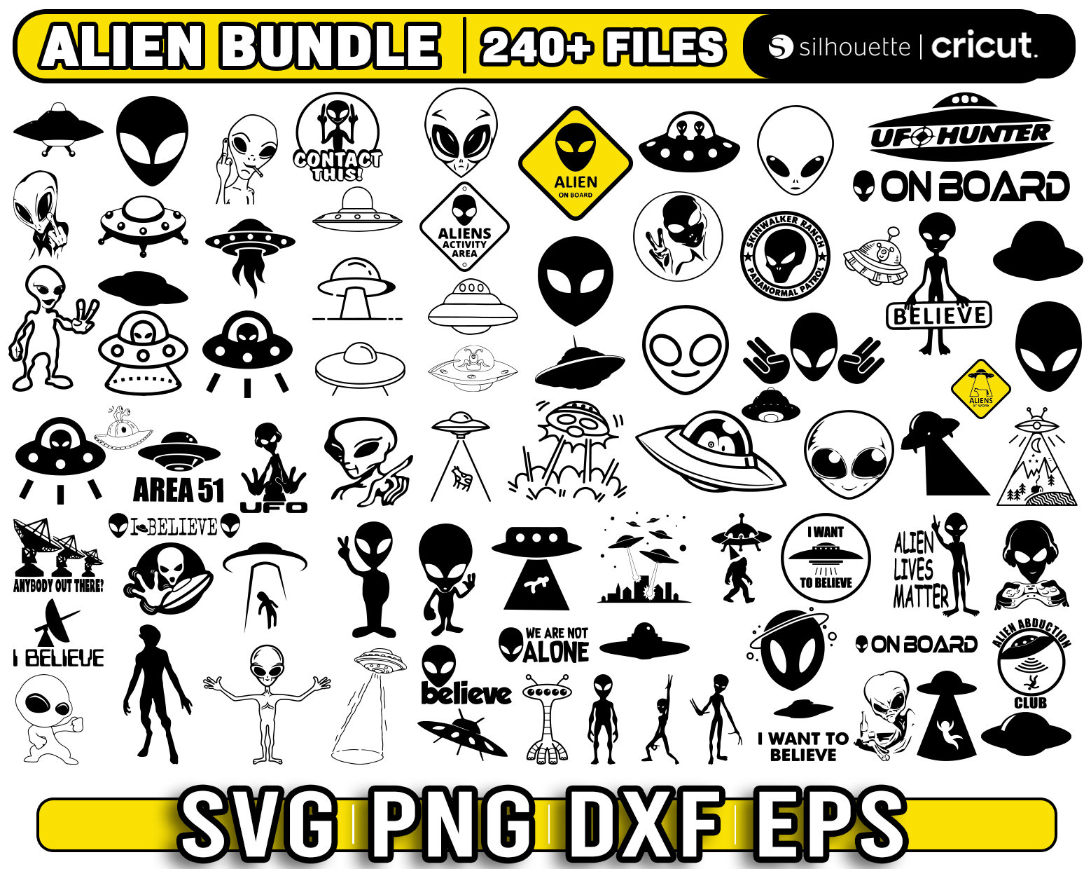 Alien Svg Bundle Ufo Svg for Cricut Alien Vector Alien Head - Etsy