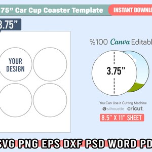 Car Coaster Template, Car Cup Coaster Svg, Mockup Template, Editable ...