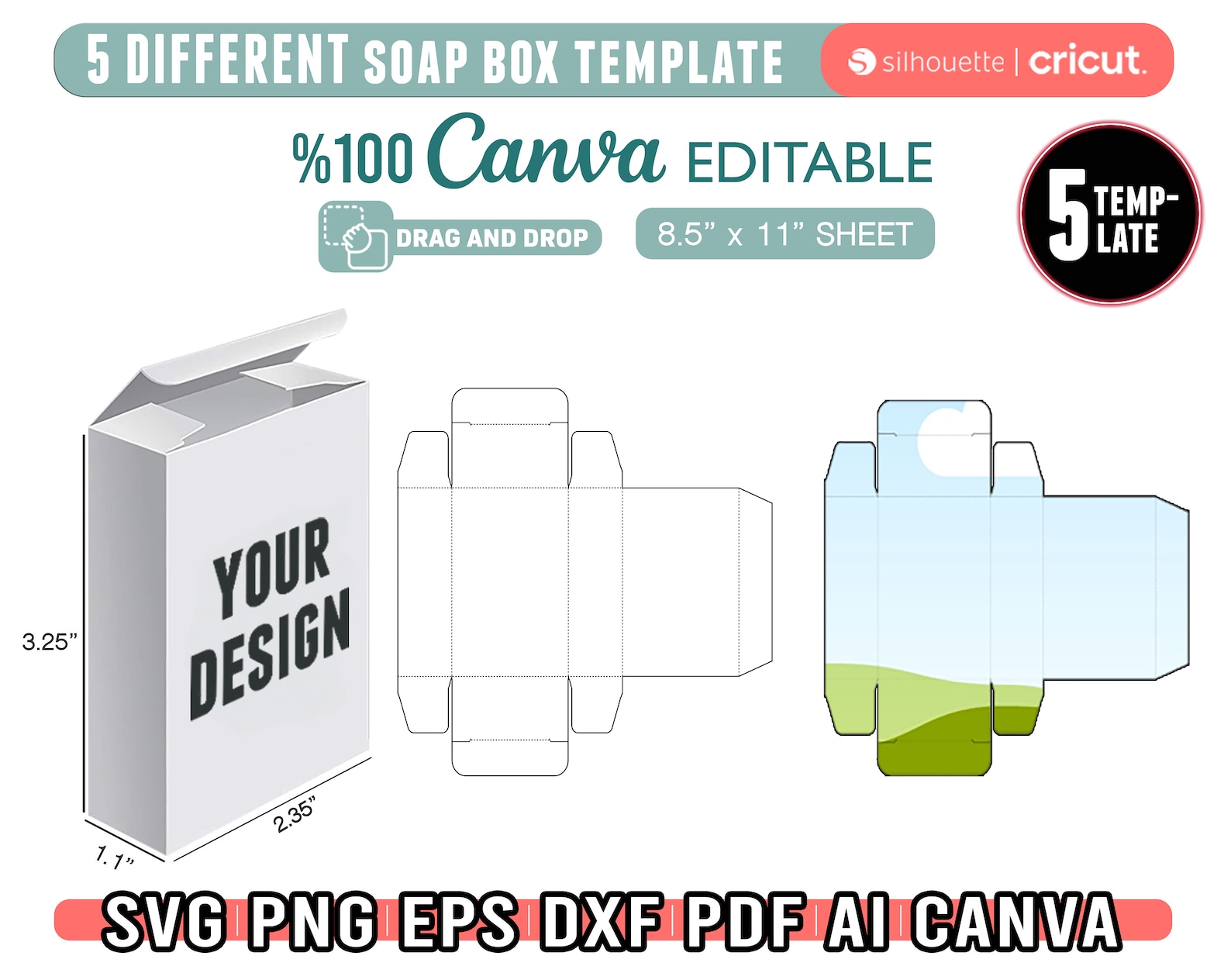 Soap Box Template Bundle, DIY Soap Packaging Template, Soap Box Canva ...