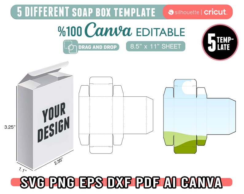 Soap Box Template Bundle, DIY Soap Packaging Template, Soap Box Canva ...