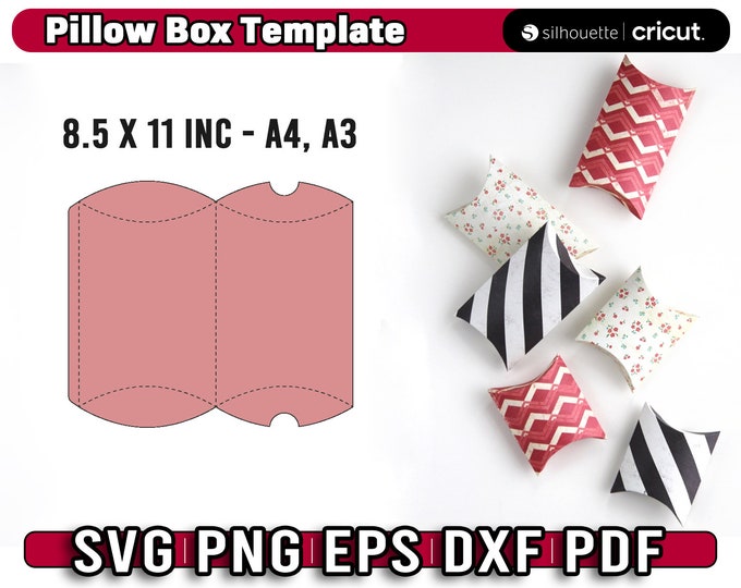 Pillow Box Template, Pillow Box Svg, Box Template, Svg, Gift Box SVG ...