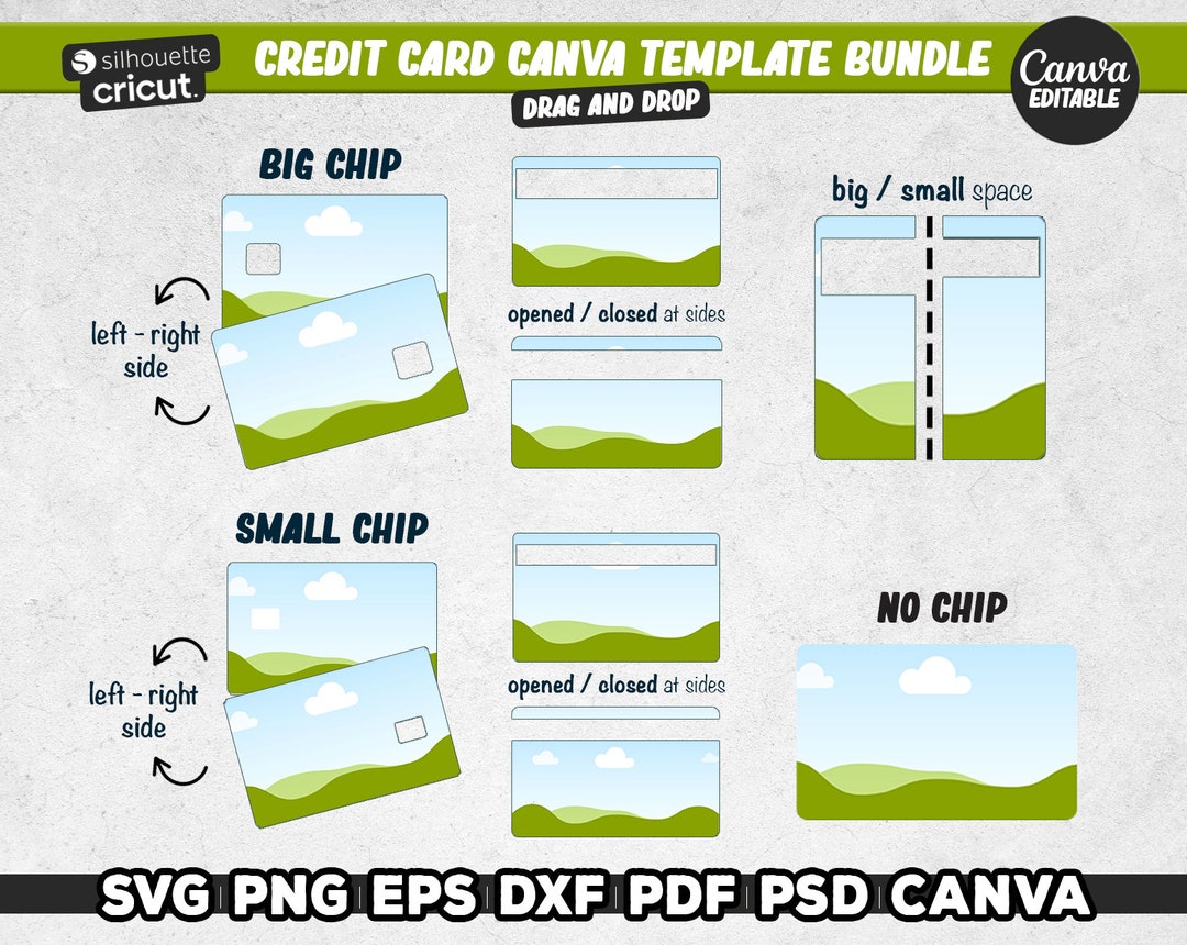 Credit Card Skin Template Canva, Debit Credit Card Template Svg, Credit ...
