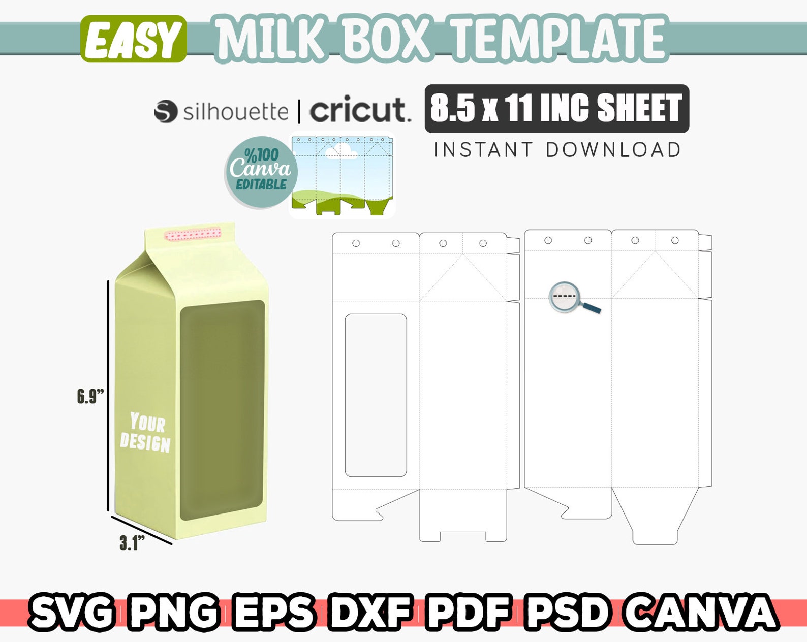 4 Milk Box Template Svg, Milk Carbon Template, Milk Favor Box Svg, Svg ...