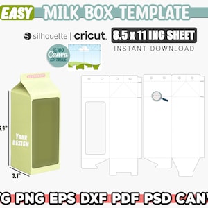 4 Milk Box Template Svg, Milk Carbon Template, Milk Favor Box Svg, Svg ...