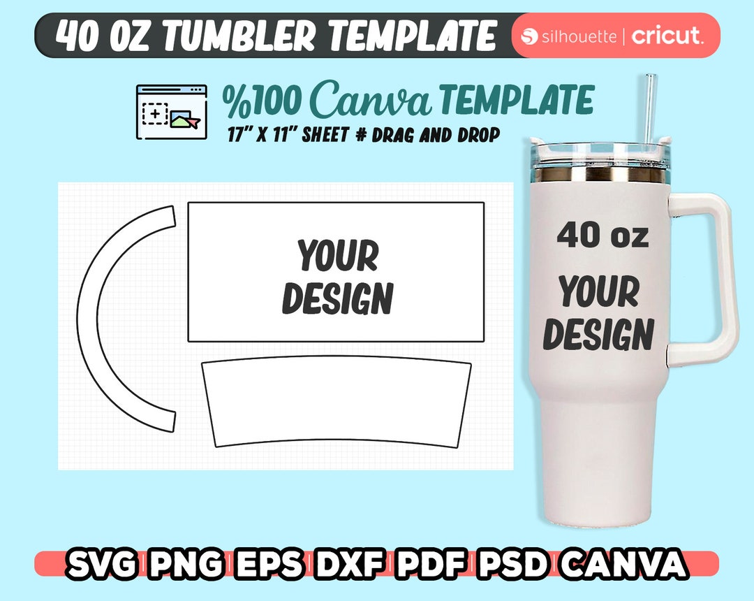 40oz Tumbler Template Svg, Sublimation Tumbler Wrap Template, 40oz ...