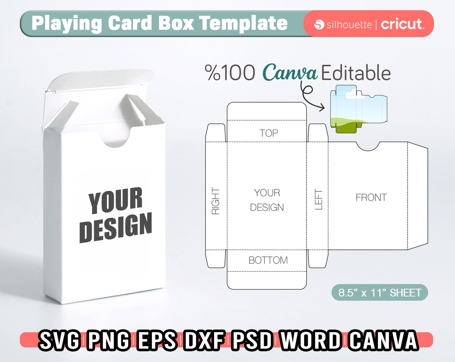 Blank Playing Card Box Template Svg, Poker Card Box Template, Cut Files ...
