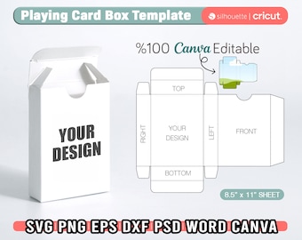 Blank Playing Card Box Template Svg, Poker Card Box Template, Cut Files ...