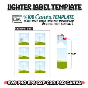 Easy Lighter Label Template Svg, Lighter Sublimation Template, Editable ...