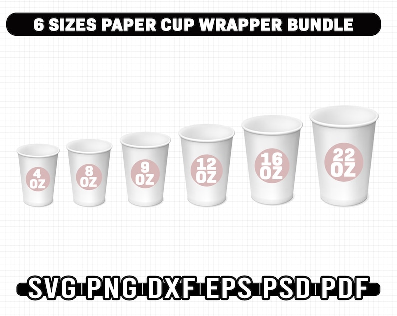 6 Sizes Paper Cup Wrapper Template Bundle Cup Wrapper - Etsy UK