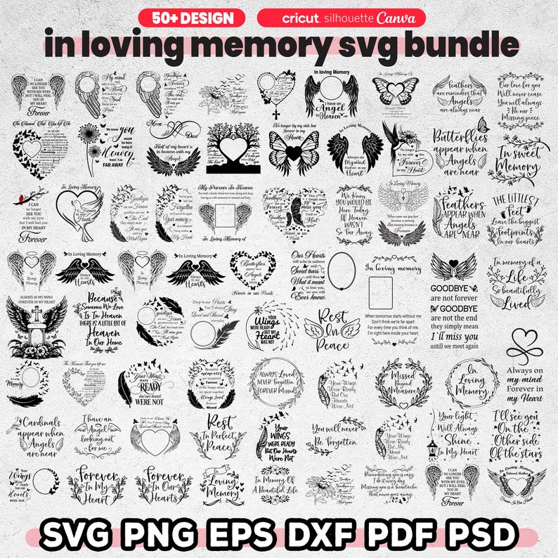 In Loving Memory Svg Bundle, 50+ in Memory Png, Rip Svg, Printable ...