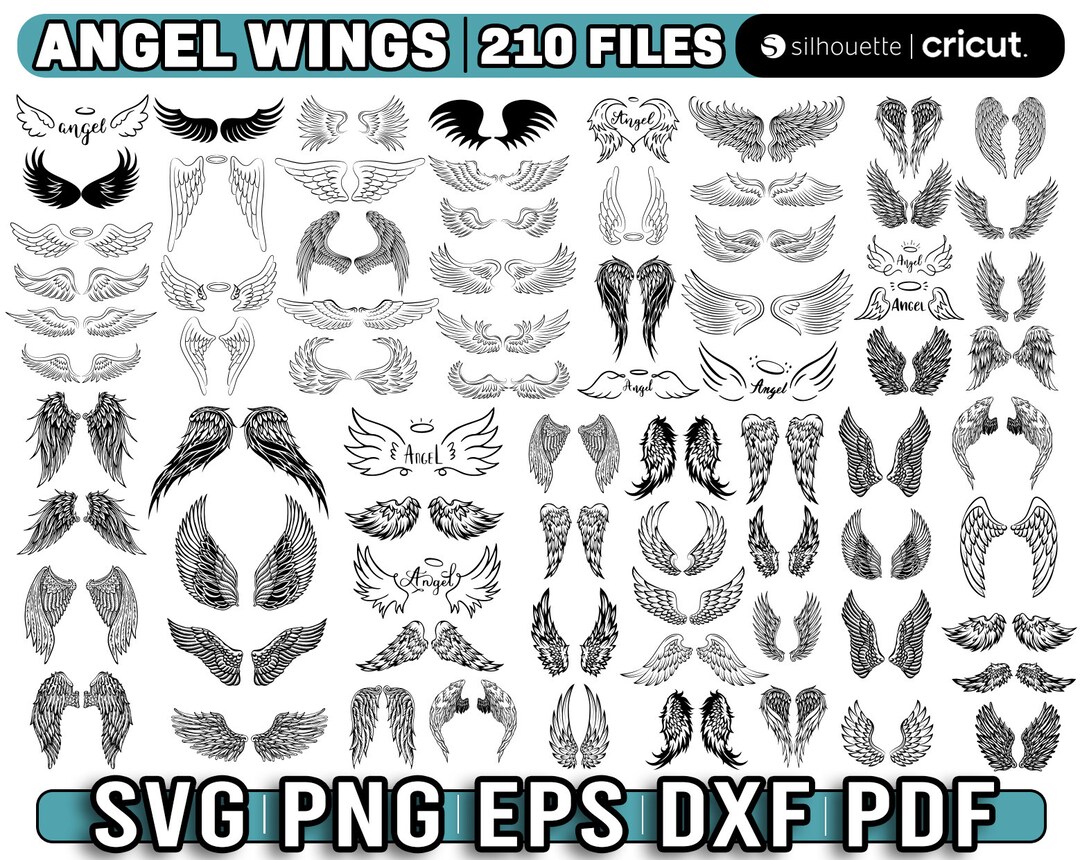 Angel Wings Svg, Wings Dxf File, Angel Wings Png, Laser Cut, Wings Svg ...