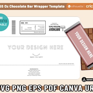 Chocolate Wrapper Template, Chocolate Bar Wrapper %100 Editable ...