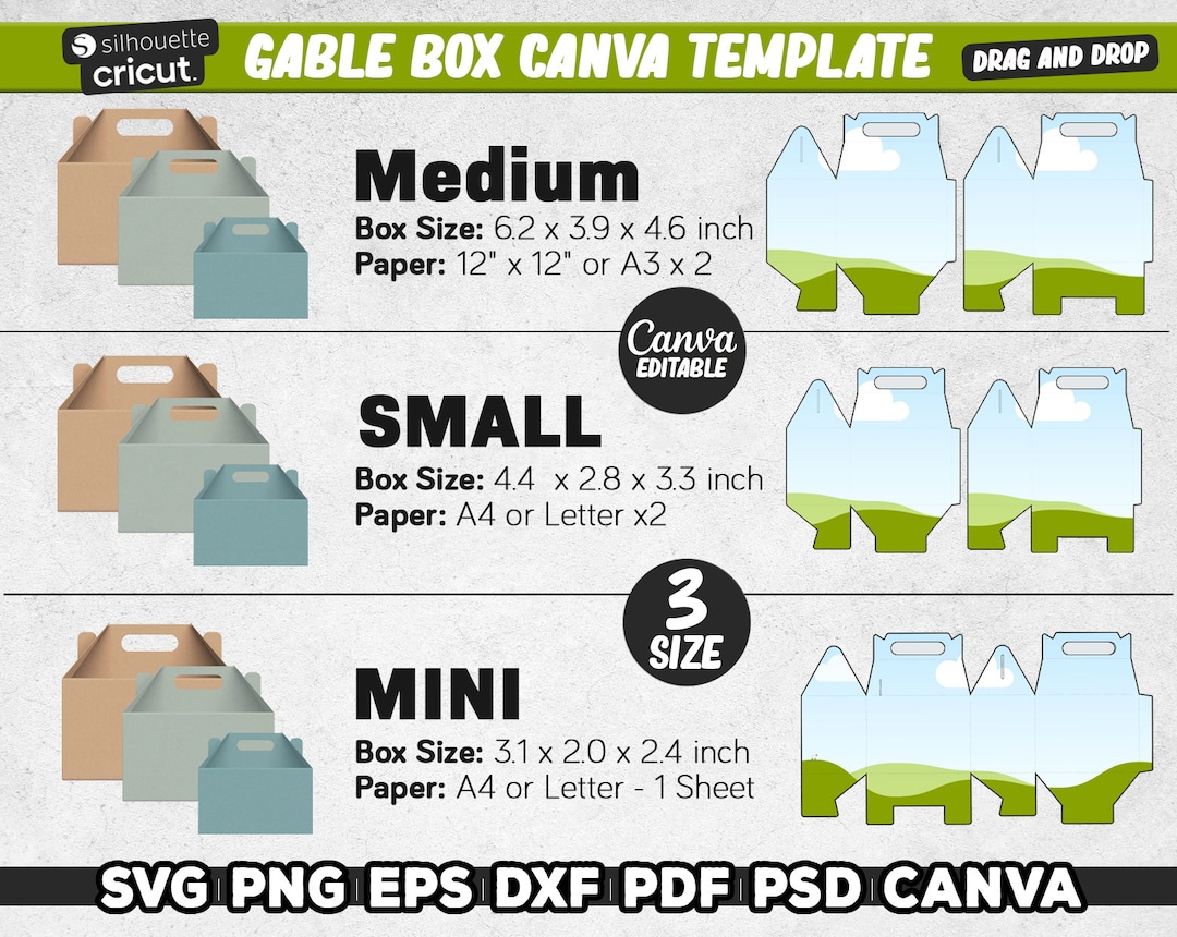 Gable Box Template Canva, Gable Box Svg for Cricut, Gift Box Template ...