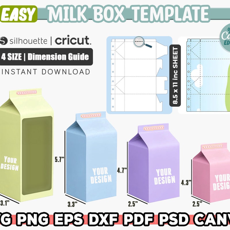 Canva Milk Box Template - Etsy