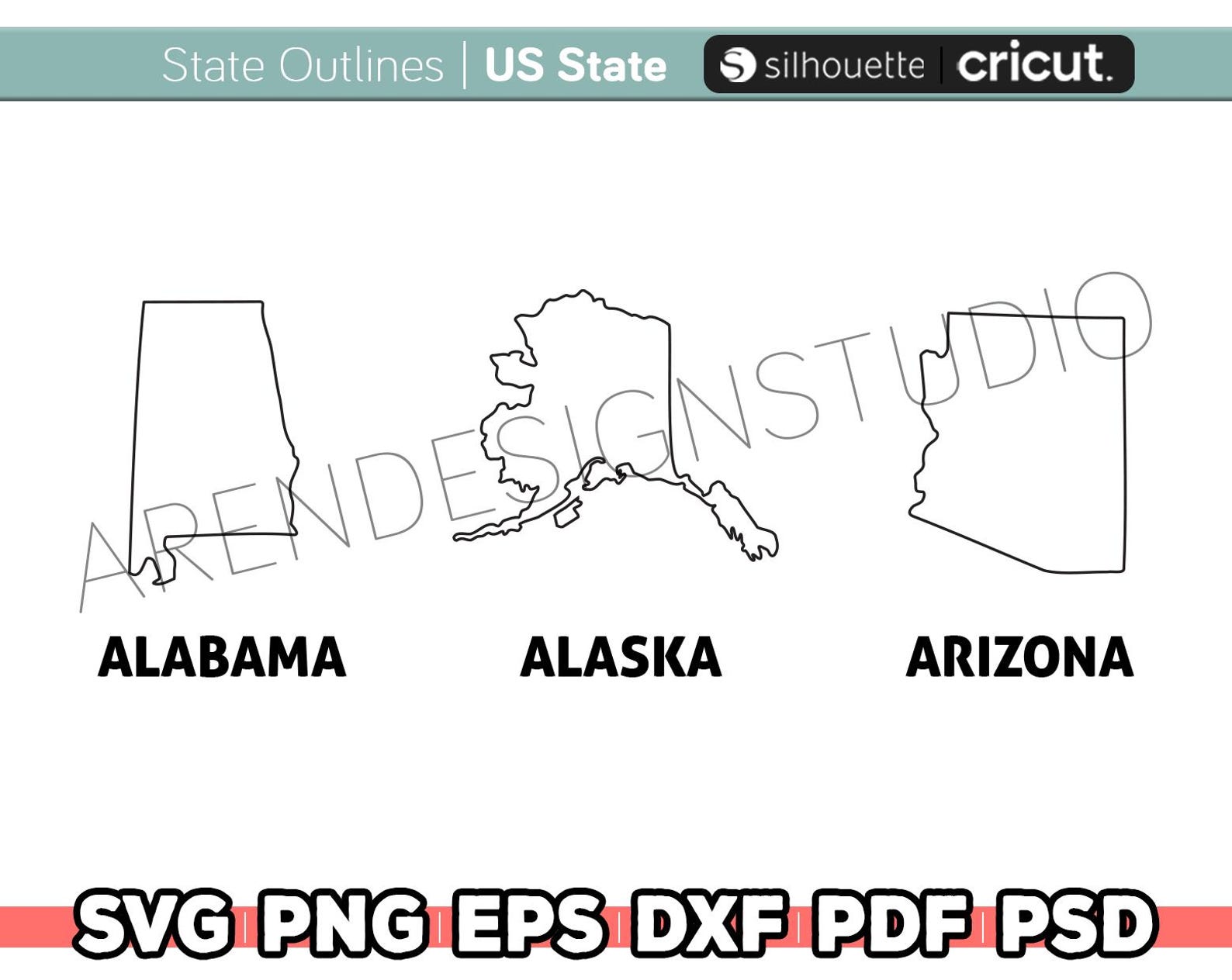 Simple US State Outlines Svg, United States of America Map, State Shape ...