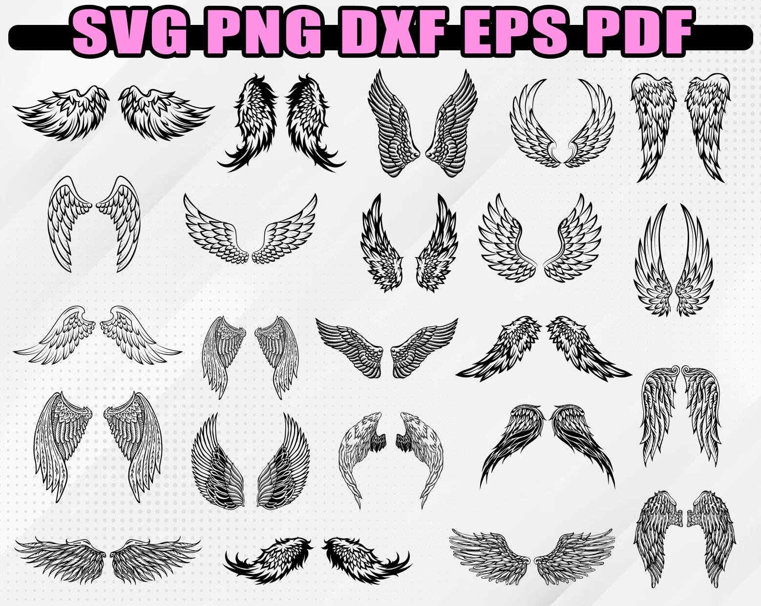 Angel Wings Svg Bundle, High Quality Wings Png, Wings Cut File for Silhouette, Angel Wings ...