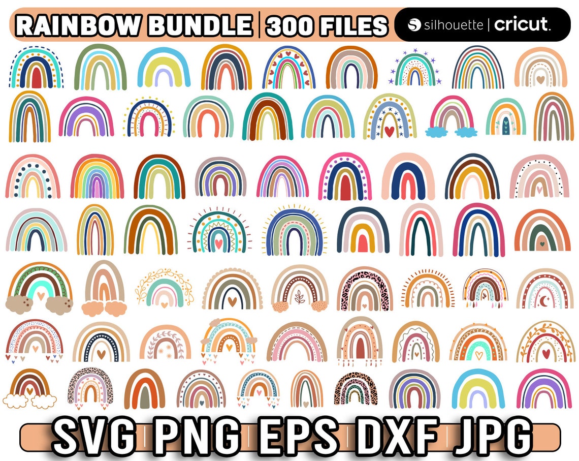 Rainbow Svg Bundle Boho Rainbow Svg for Cricut Rainbow - Etsy
