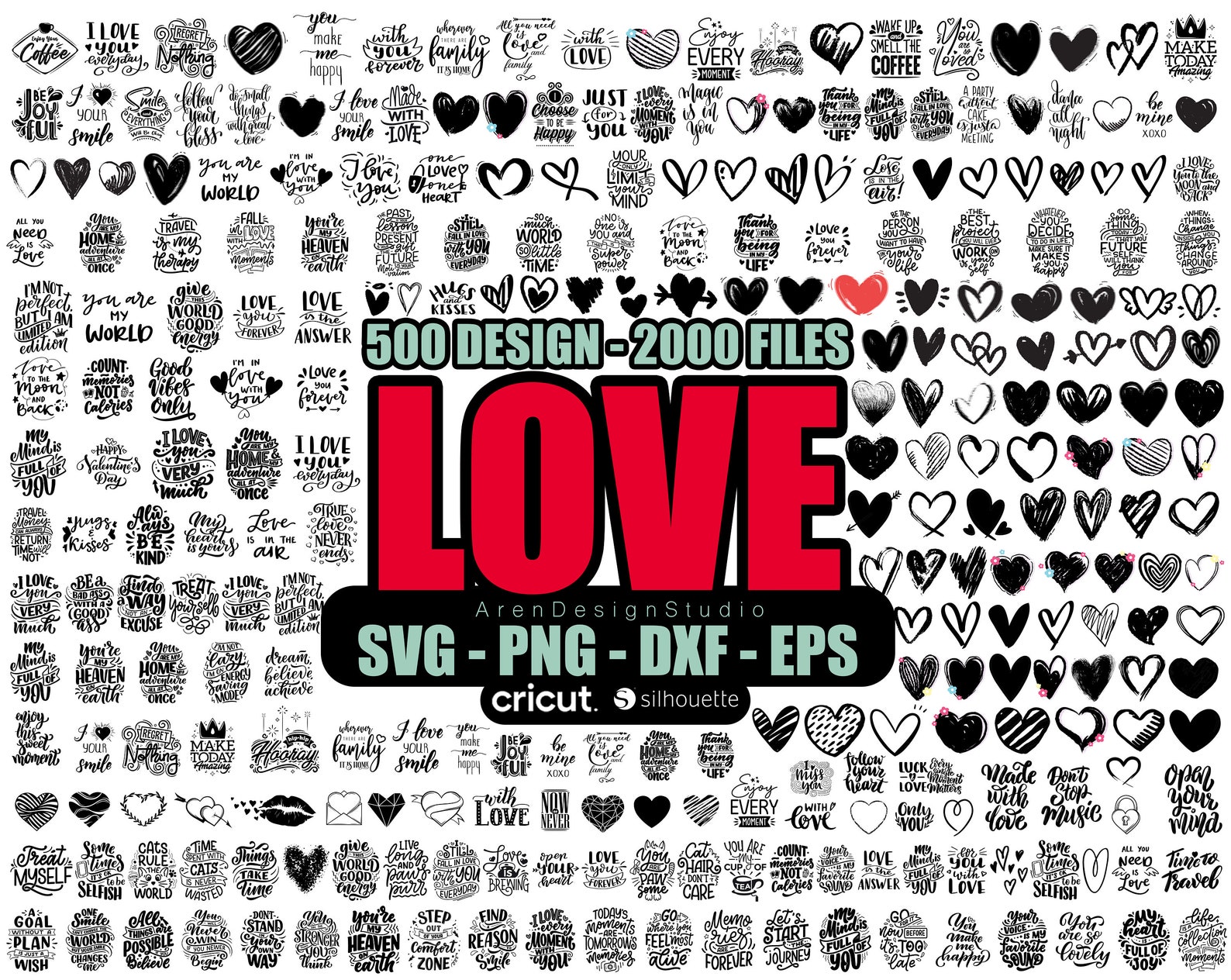 500+ Love Svg Bundle, Hearth Svg, Valentines SVG, Love Quote, Love ...