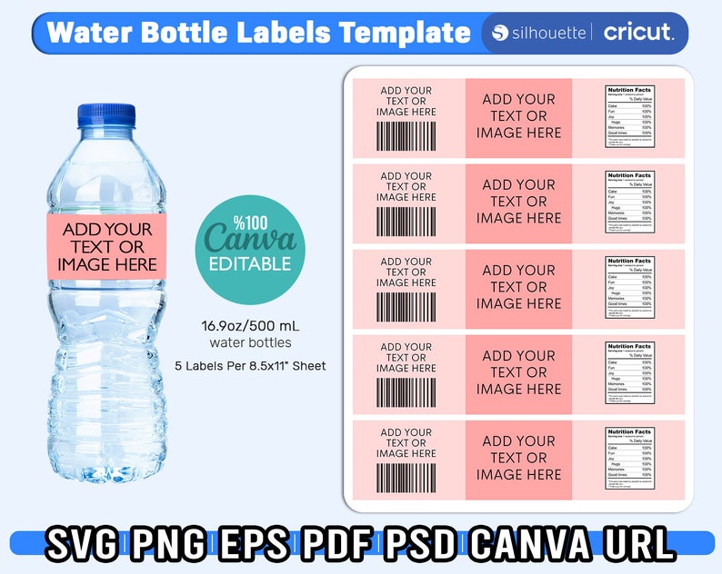Water Bottle Label Template Canva Editable Water Label Water - Etsy