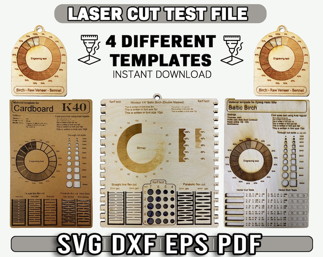 Laser Test File, Laser Cut Files, Lightburn Test File, Glowforge Test ...