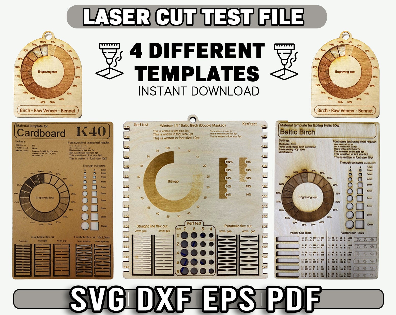Laser Test File Laser Cut Files Lightburn Test File Etsy