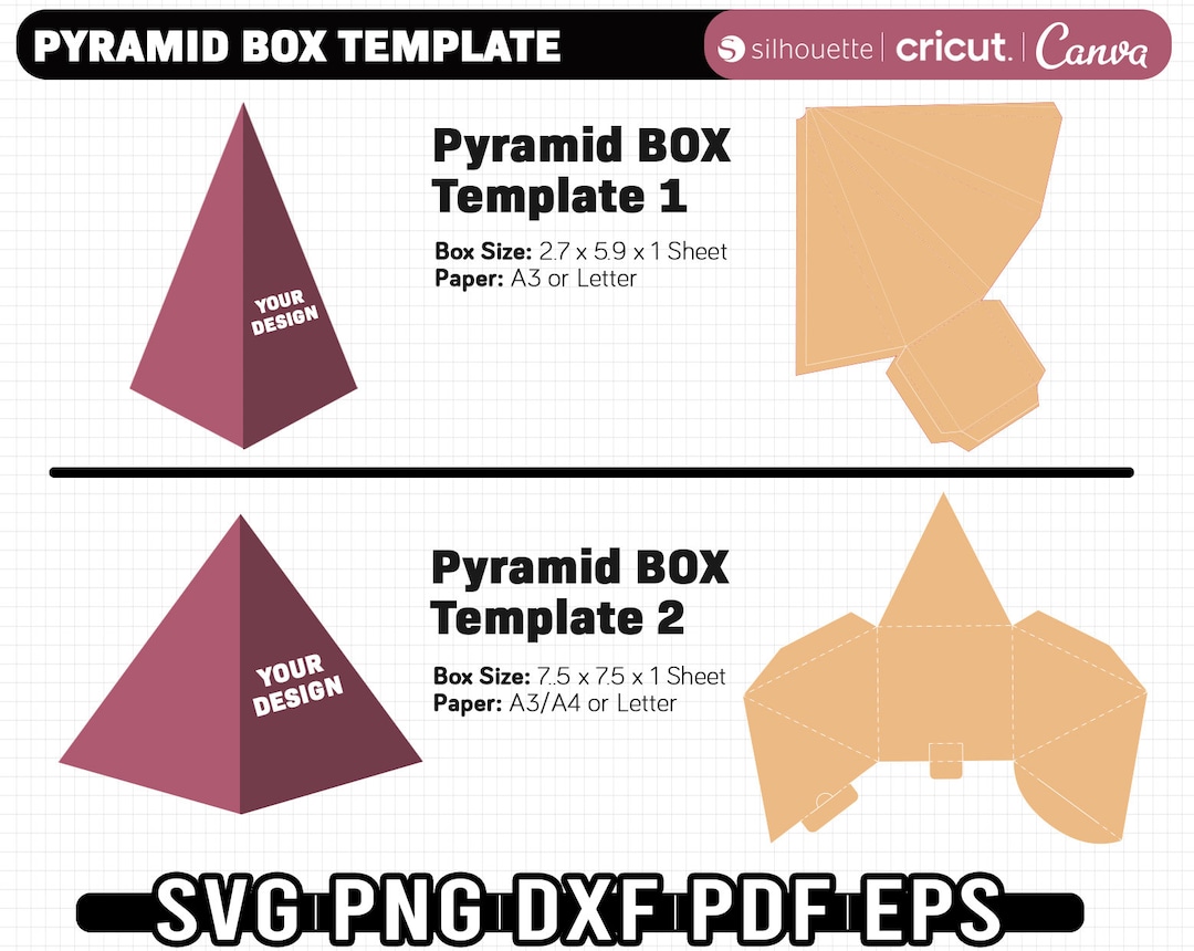 Pyramid Box Template, Pyramid Box Svg, 3D Pyramid Svg, Candy Box, Box ...