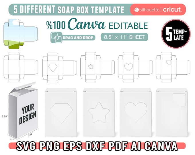 Soap Box SVG, Bath Soap Box Template, Soap Packaging Template, Canva ...