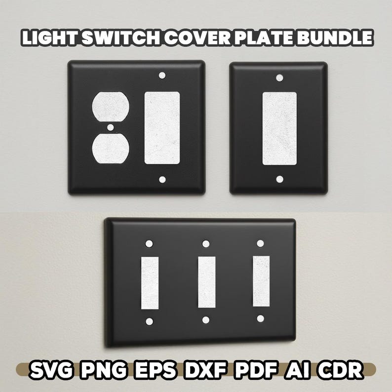Light Switch Cover Plate Template Bundle, Laser Cut Light Switch Plate ...