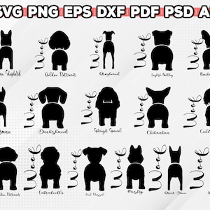 Dog Butt Svg Bundle, Dog Silhouette Svg, Dog Leash Holder, Laser Cut ...