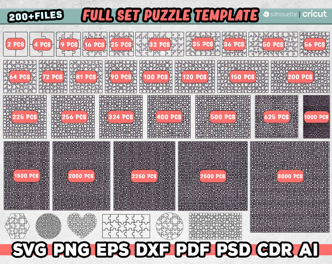 40 Puzzle Template Svg, Puzzle Svg, Jigsaw Svg for Cricut, Laser Cut ...