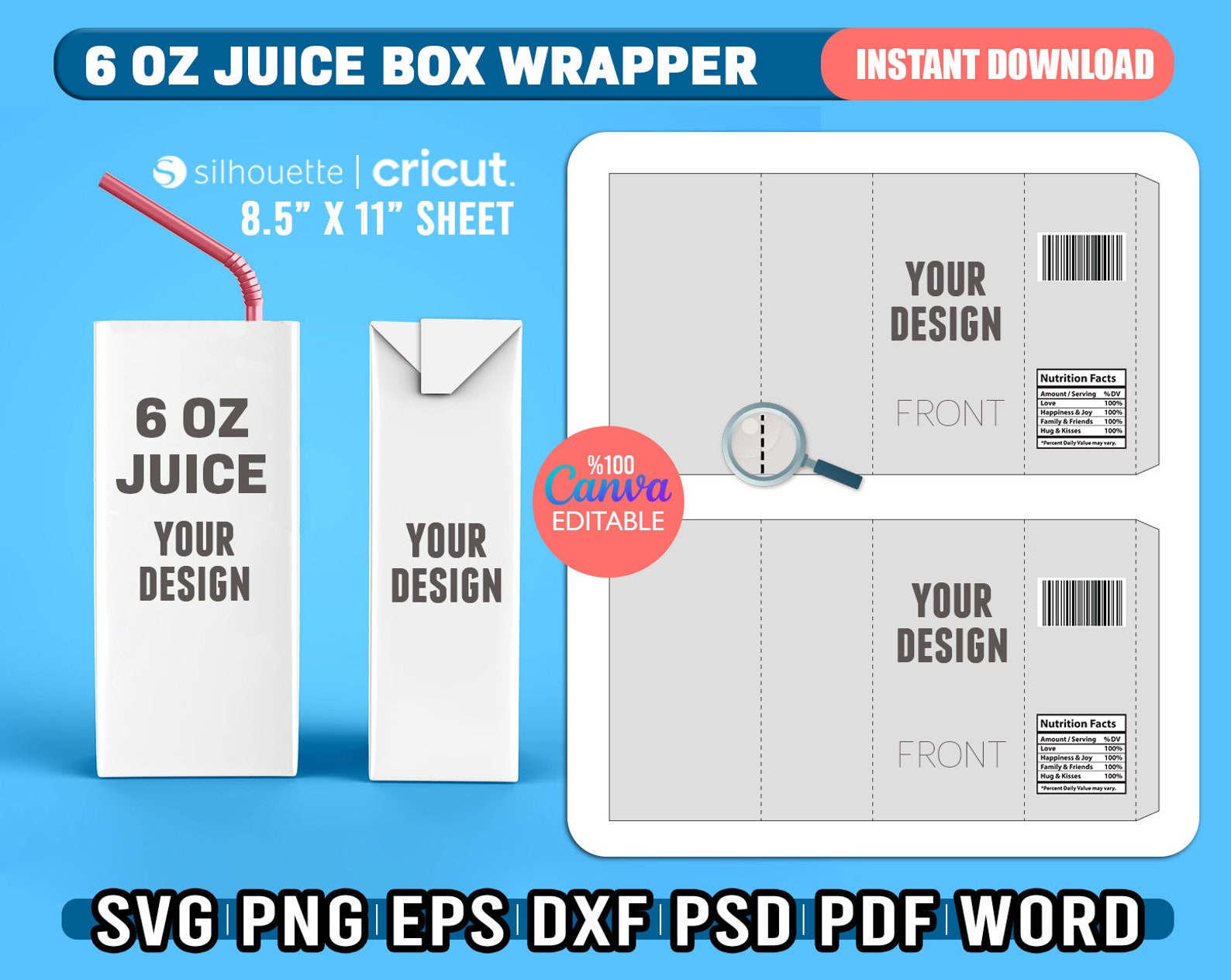 6oz Juice Box Template, Juice Box Wrapper Template, 6 Oz Juice Box ...