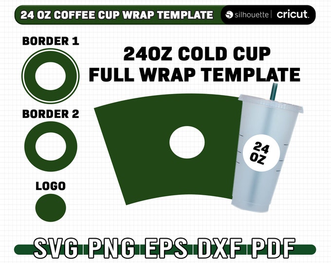No Hole Cold Cup Svg, 24oz Cold Cup Template Svg, No Hole Cold Cup Wrap ...