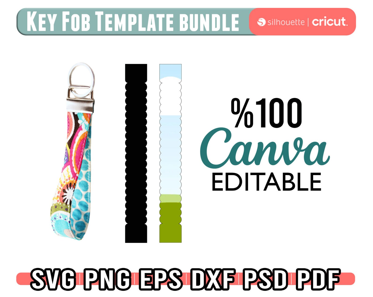 Key Fob Template Svg Bundle, Keychain Fob Svg, Leather Key Fob, Leather ...