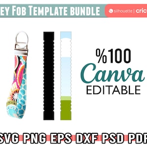 Key Fob Template Svg Bundle, Keychain Fob Svg, Leather Key Fob, Leather ...