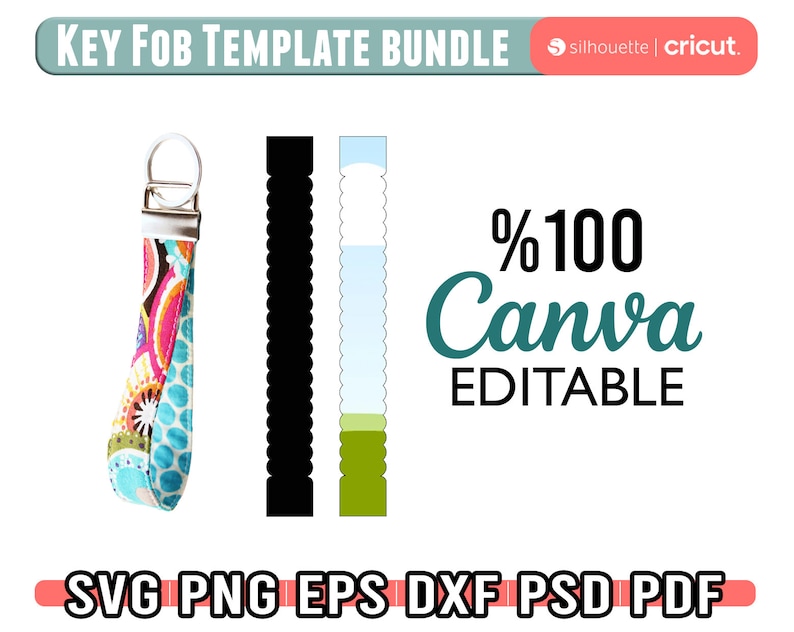 Key Fob Template Svg Bundle, Keychain Fob Svg, Leather Key Fob, Leather ...
